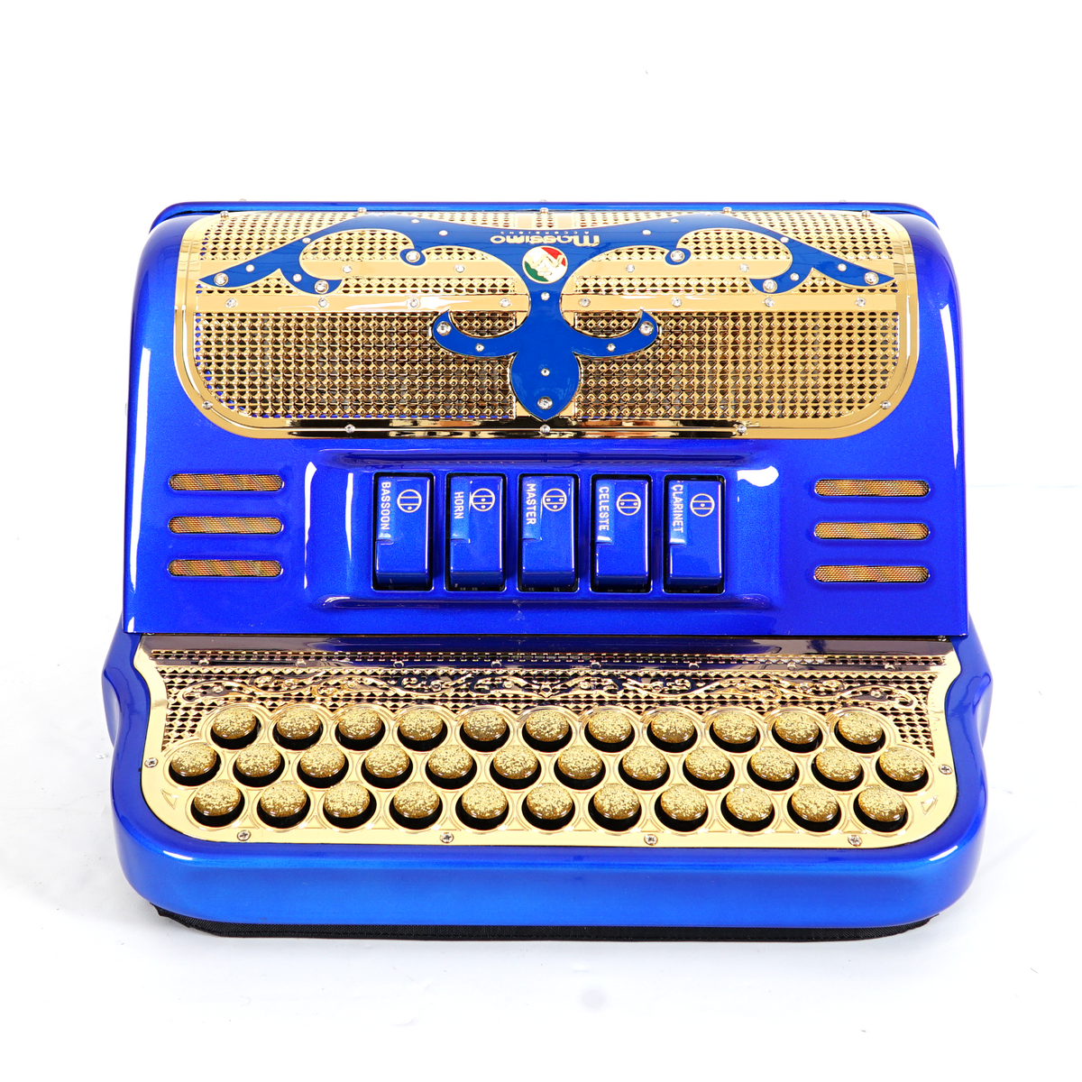 Massimo Ultra Compact 5 Switches Blue/Gold F Tone – Massimo Accordions