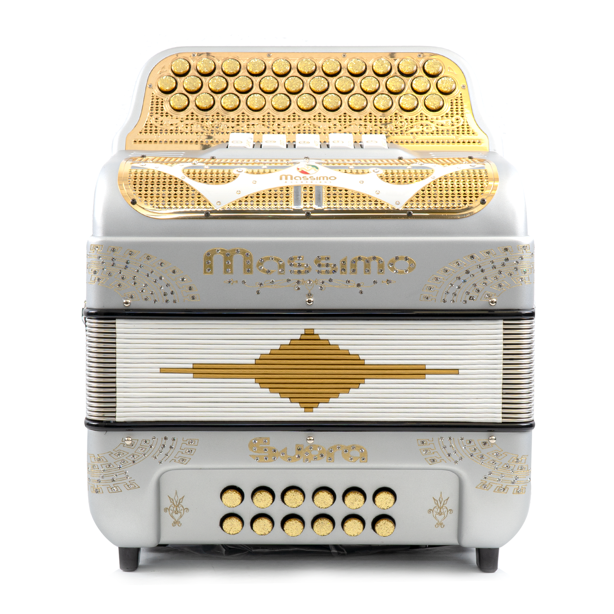 Massimo Supra Ultra Compact Silver (Gold details) – Massimo Accordions