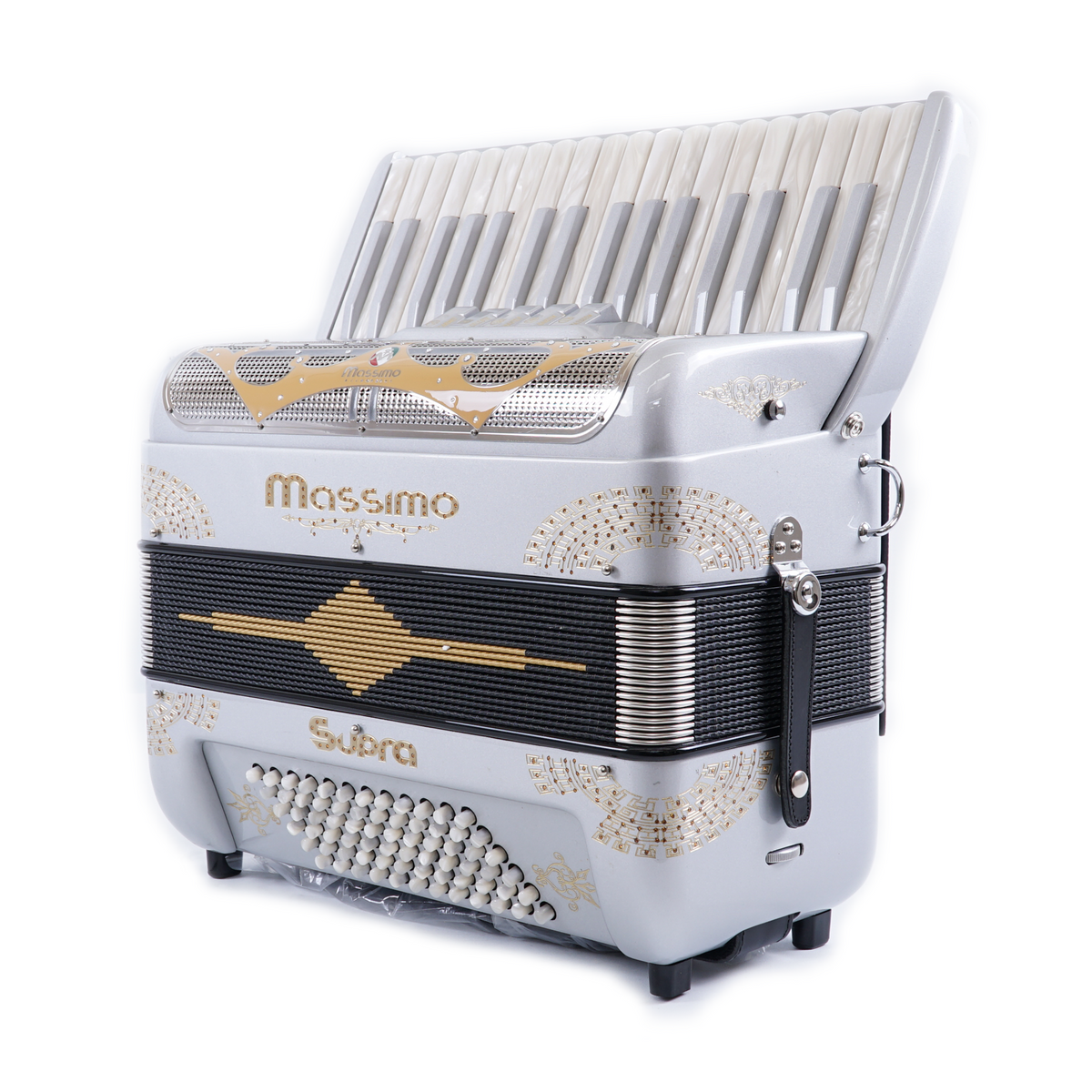 Piano Accordion / Grey (Gold details) Crown Gold – Massimo Accordions