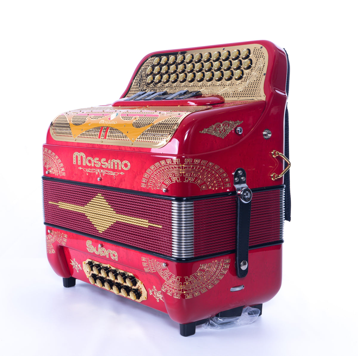 Massimo Supra Red (Gold details) 6 Switches F/G – Massimo Accordions